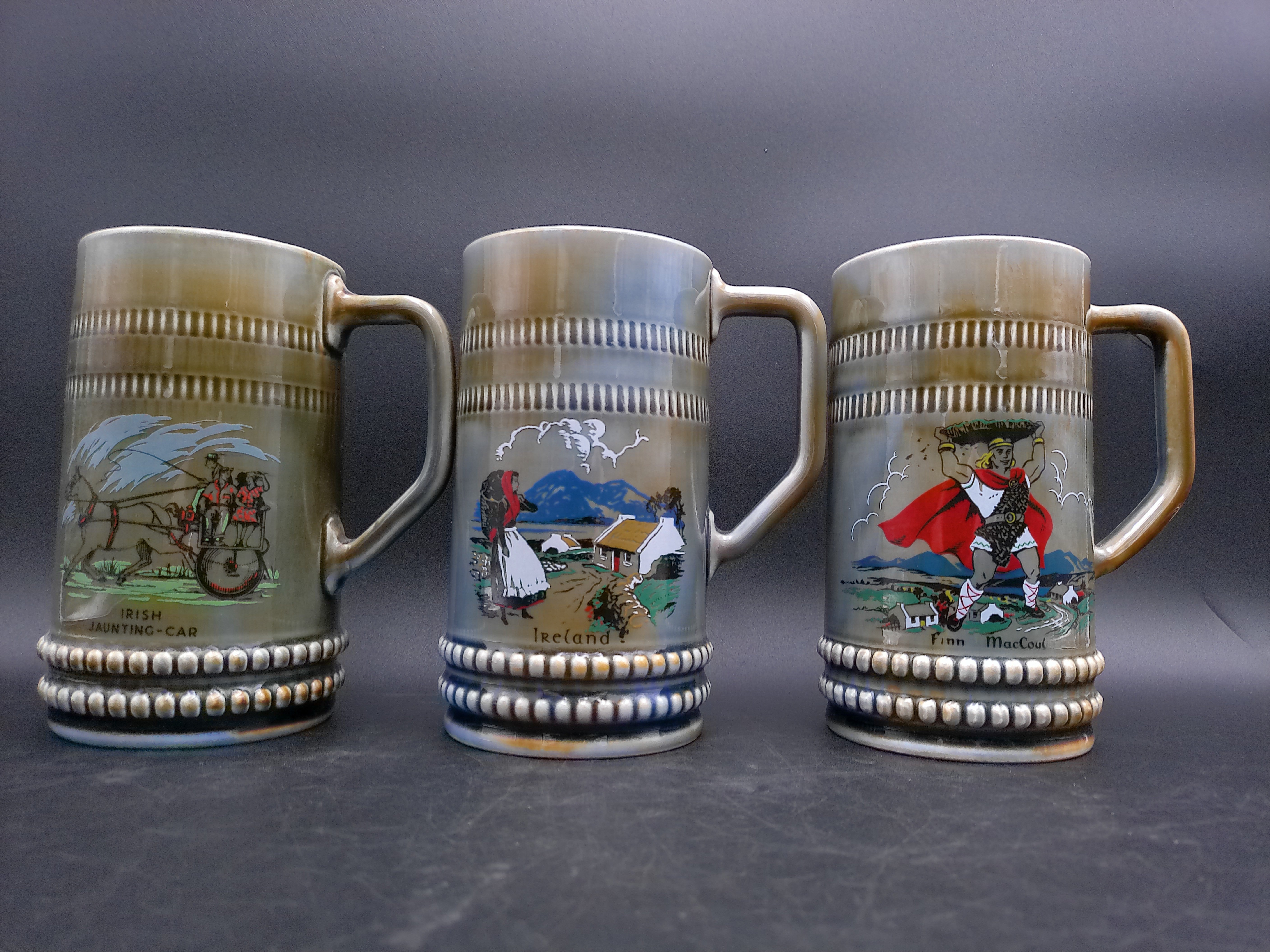 Irish Porcelain Beer Mug Featuring Finn MacCoul Set of 3 Made in Irela ...